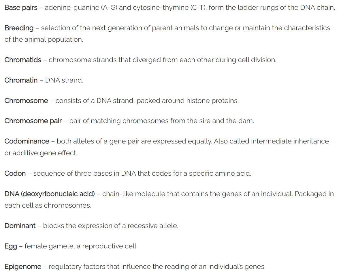 Glossary - Genes and their regulation - HealthyBreeding
